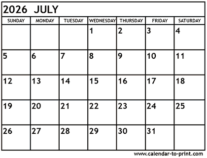 July 2026 Calendar Printable Jace Printable